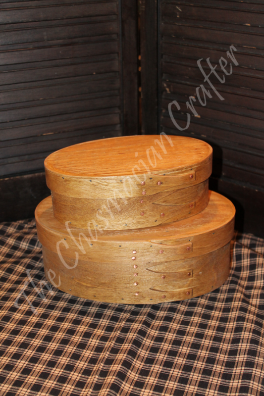Handcrafted Oak Oval Boxes Set of Two