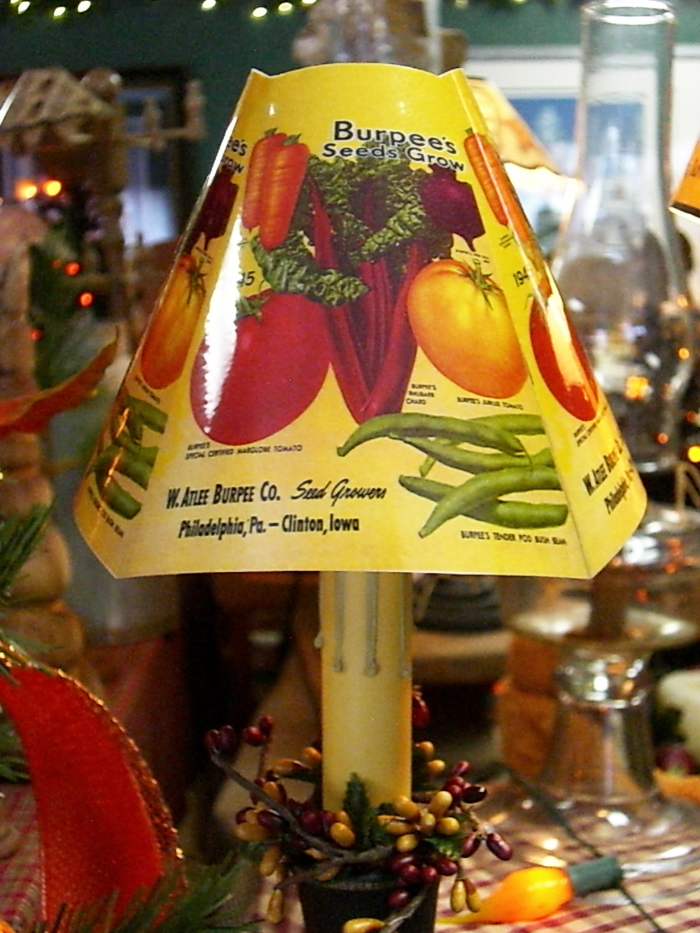 Black Candlestick with Burpee Catalog Shade